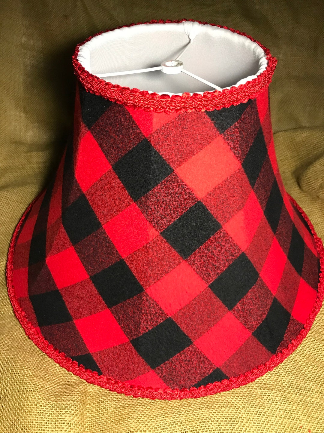 Lampshade: Red and Black Diamond Checkered Cotton Cover - Hand Sewn - Etsy