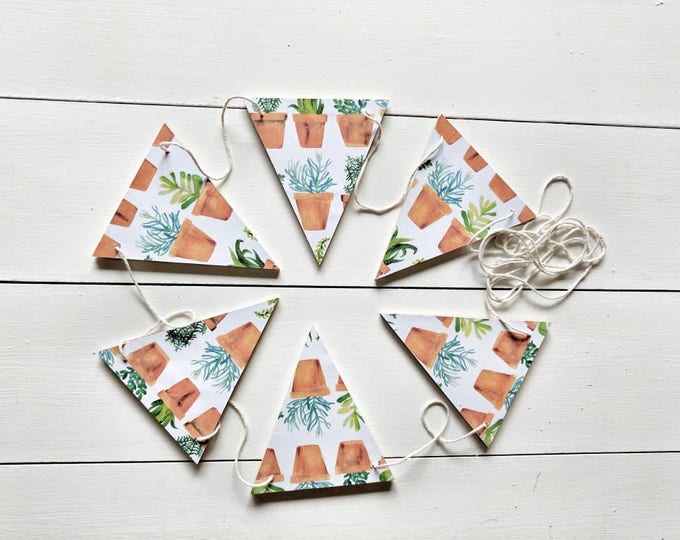 Terra Cotta Wood Banner , Wood Banner , Succulent Banner , Wood Bunting ...