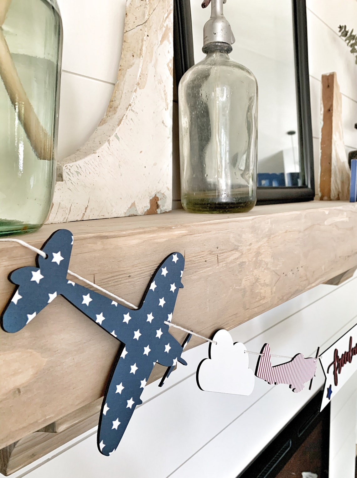 Patriotic Airplane Wood Banner | Etsy