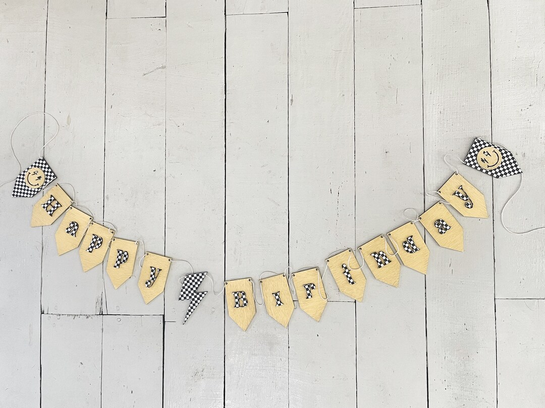 Checkered Happy Birthday / Custom Option - Etsy