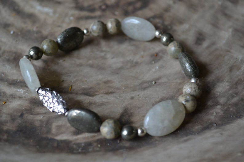 Grey Feldspar Sterling Silver Aqua Terra Jasper and Pyrite - Etsy
