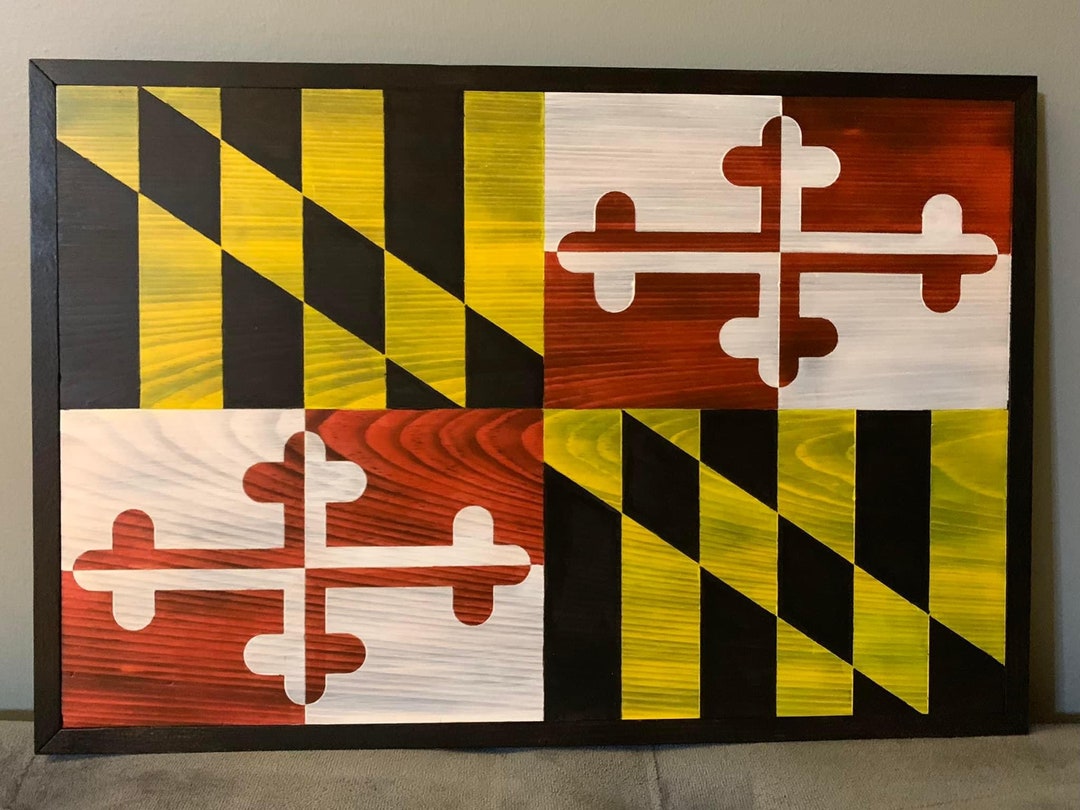 Rustic Maryland Flag Wooden - Etsy