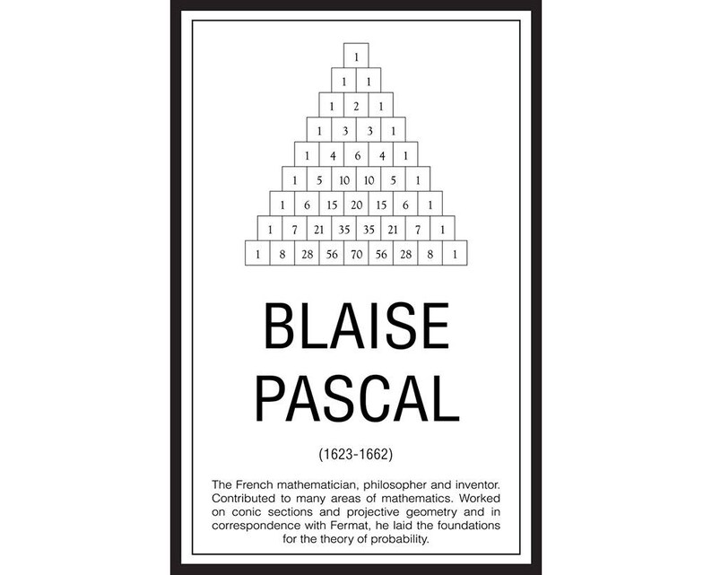 Math Poster, Printable Poster, Maths, Education, Mathematicians, Pascal ...