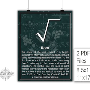 Math Poster, Root, Square Root, Equality, Printable Poster, Maths ...