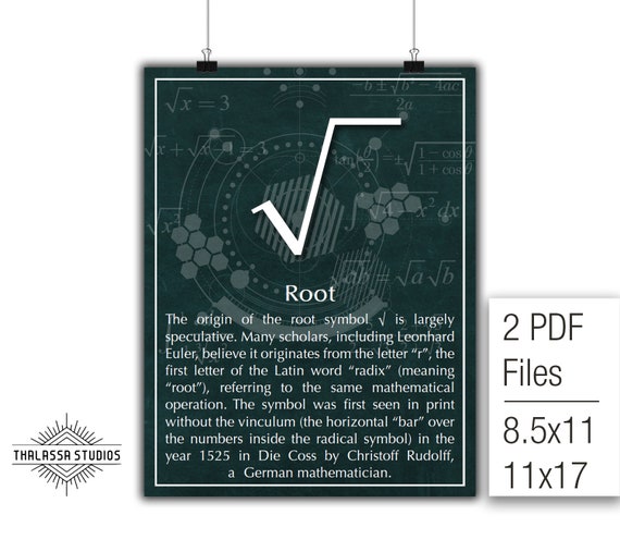 Math Poster Root Square Root Equality Printable Poster | Etsy