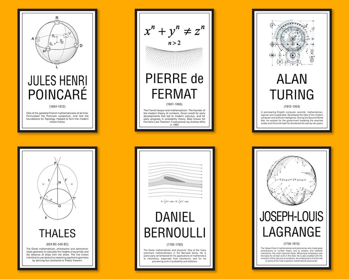 Posters of 43 Mathematicians - Bundle Offer - Etsy