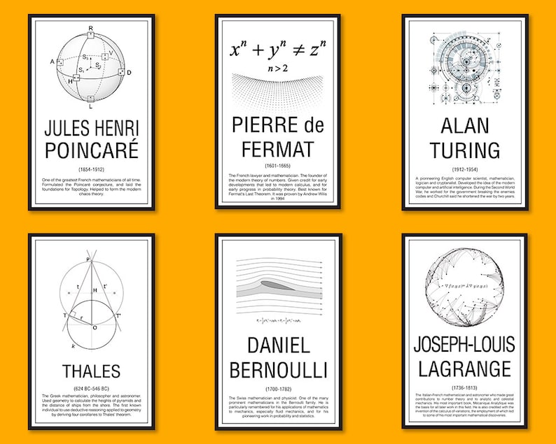Posters of 43 Mathematicians - Bundle Offer - Etsy