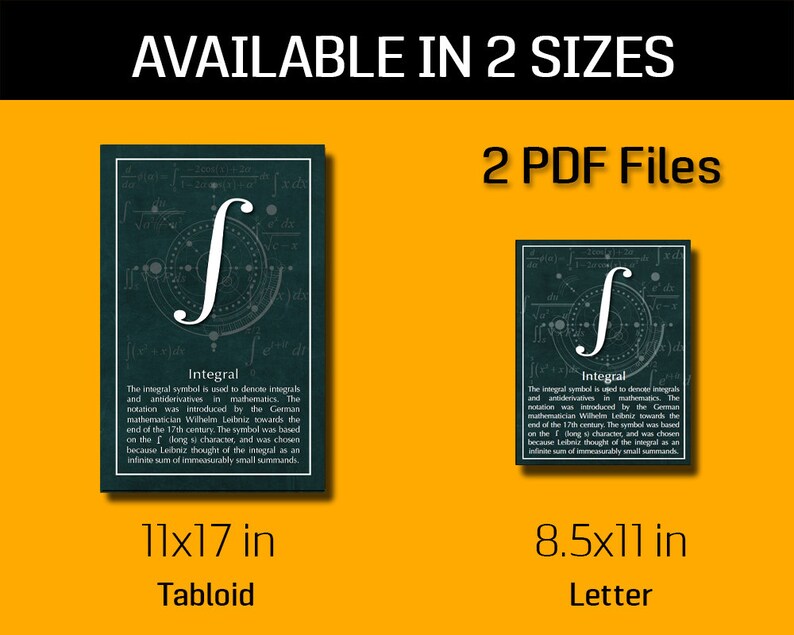 Math Poster, Integral, Calculus, Printable Poster, Maths, Education - Etsy