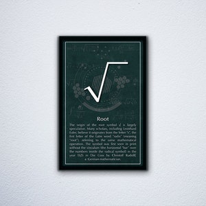 Math Poster Root Square Root Equality Printable Poster | Etsy