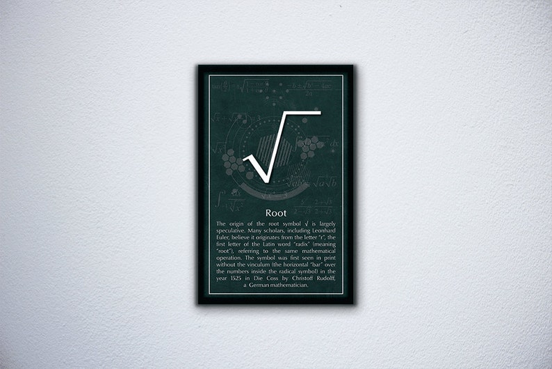 Math Poster Root Square Root Equality Printable Poster | Etsy