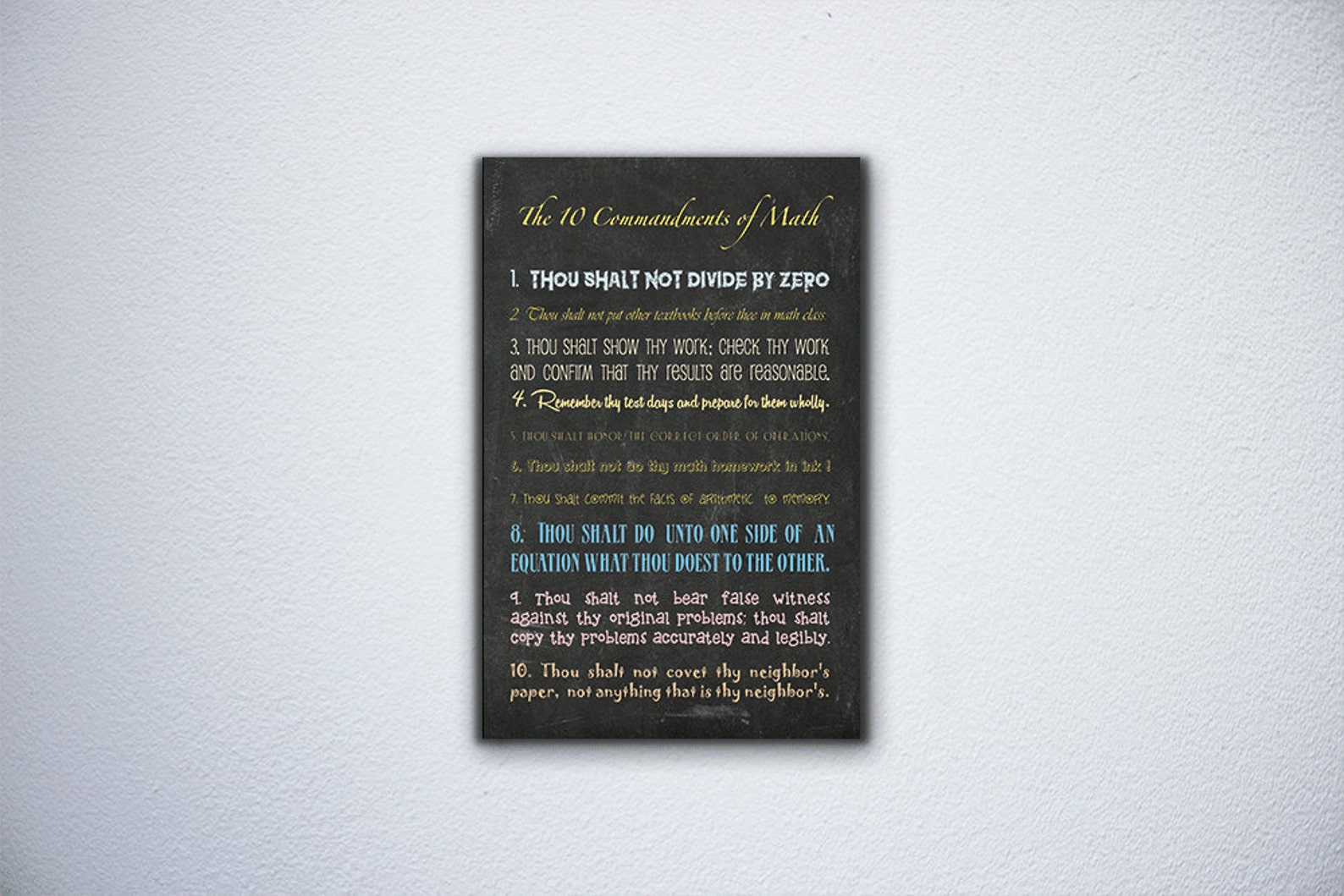 Ten Commandments of Math, Math Poster - Etsy