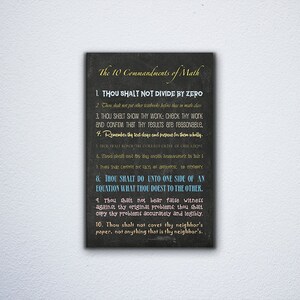 Ten Commandments of Math, Math Poster - Etsy