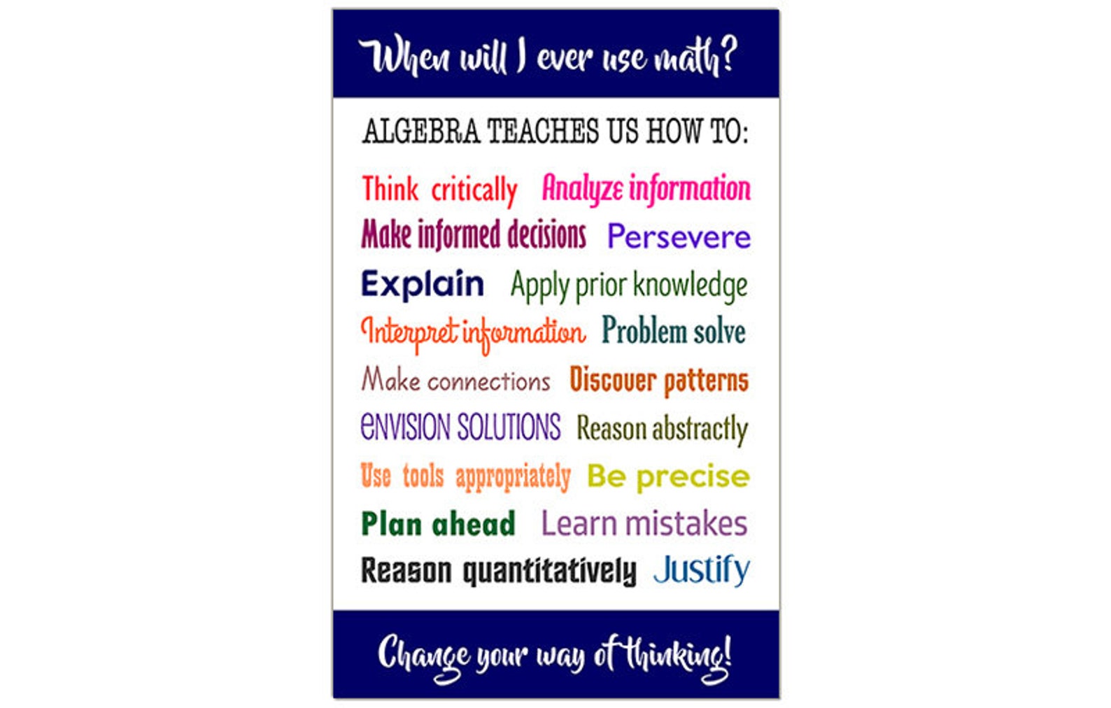 Math Poster, When Will I Use Math? - Etsy