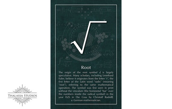 Math Poster Root Square Root Equality Printable Poster | Etsy