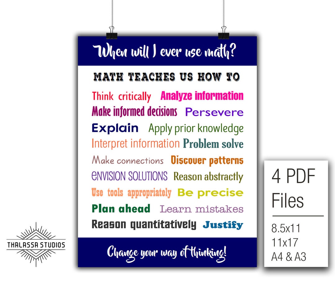 When Will I Use Math?, Math Poster, Quote, Infinity, Printable Poster ...
