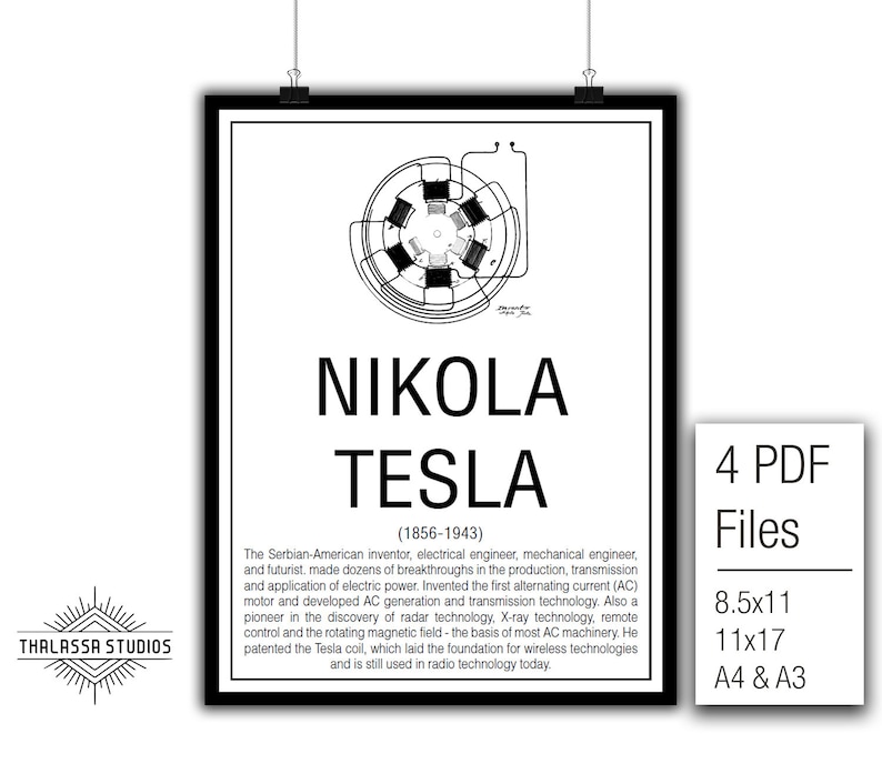 Nikola Tesla, Science Poster, Printable Poster, Science, Education ...