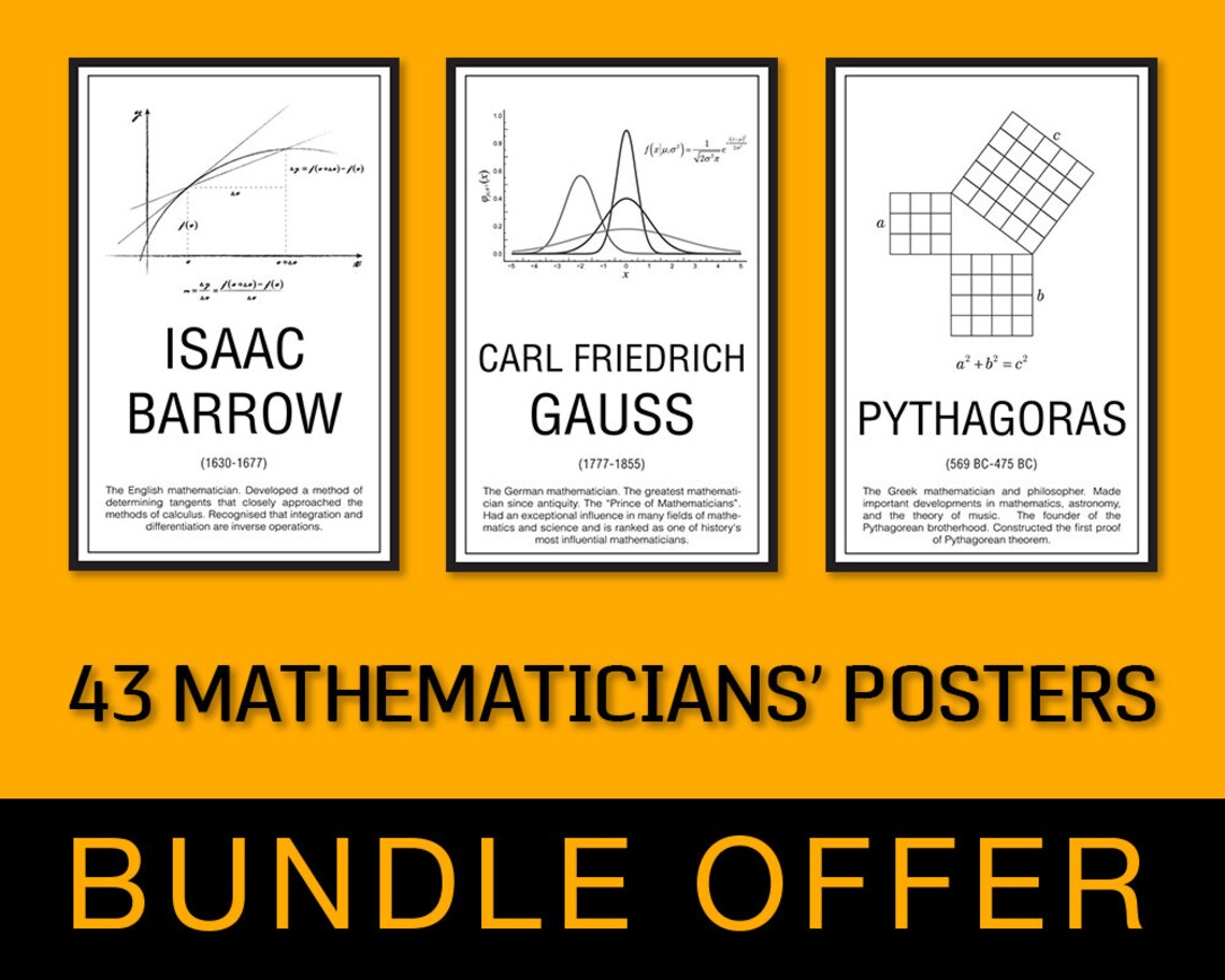 Posters of 43 Mathematicians Bundle Offer - Etsy