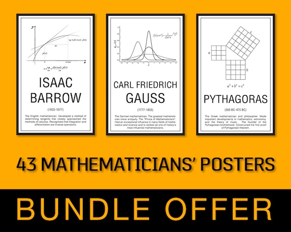 Posters of 43 Mathematicians Bundle Offer - Etsy