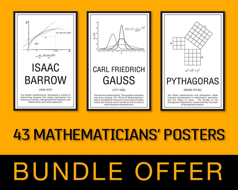 Posters of 43 Mathematicians - Bundle Offer - Etsy