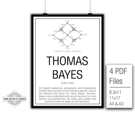 Thomas Bayes Math Poster Printable Poster Maths Education | Etsy