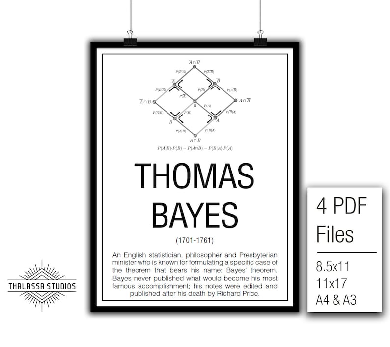 Thomas Bayes, Math Poster, Printable Poster, Maths, Education ...