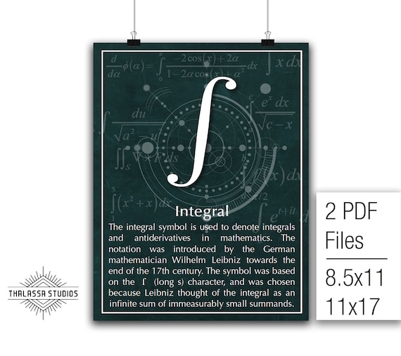 Math Poster Integral Calculus Printable Poster Maths | Etsy