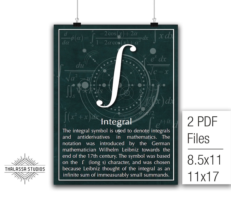 Math Poster, Integral, Calculus, Printable Poster, Maths, Education - Etsy