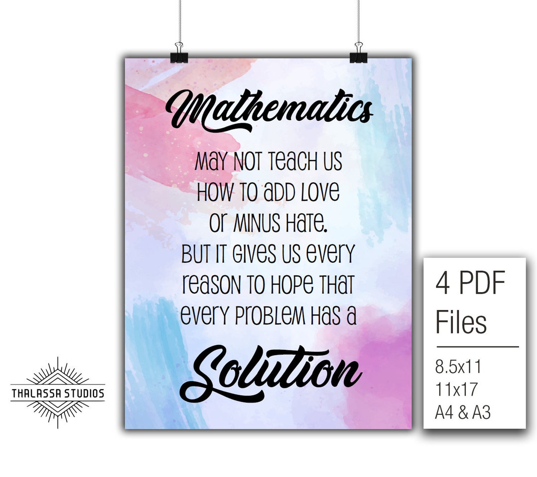 Math Poster, Quote, Solution, Printable Poster, Maths, Education - Etsy