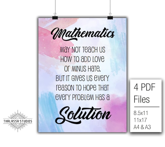 Math Poster Quote Solution Printable Poster Maths | Etsy