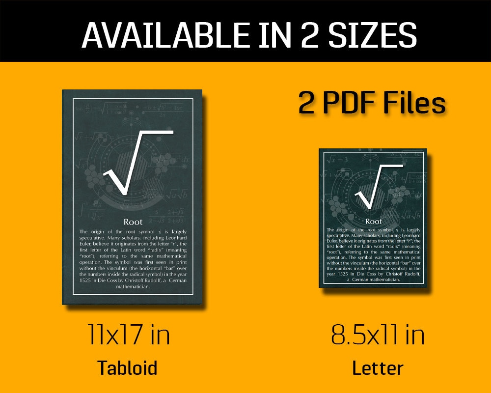 Math Poster, Root, Square Root, Equality, Printable Poster, Maths ...