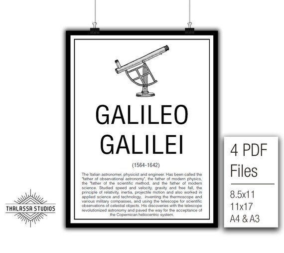 Galileo Galilei Science Poster Printable Poster Science - Etsy