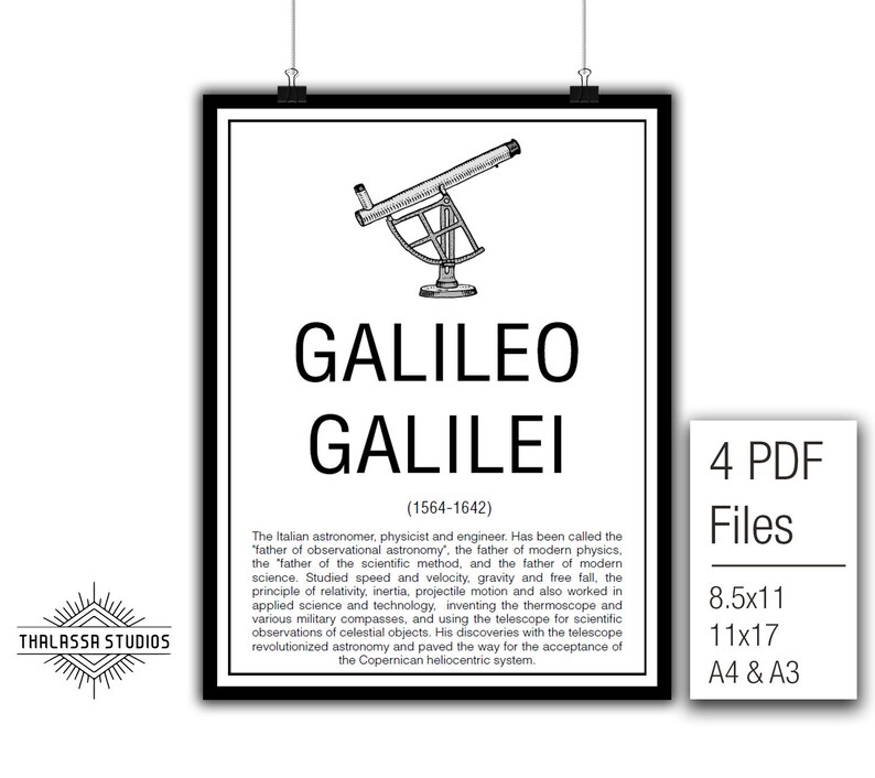 Galileo Galilei, Science Poster, Printable Poster, Science, Education ...