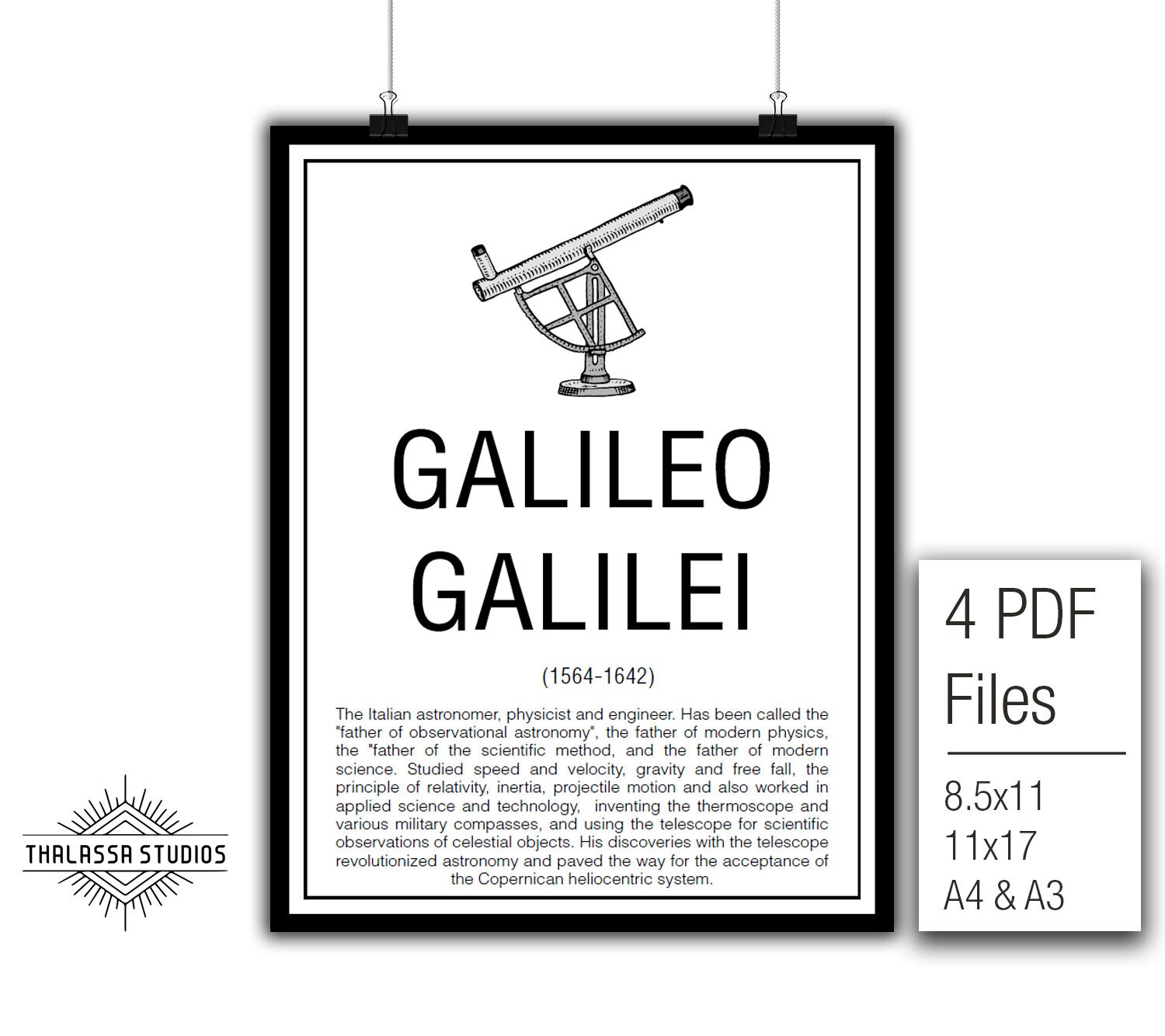 Galileo Galilei, Science Poster, Printable Poster, Science, Education ...