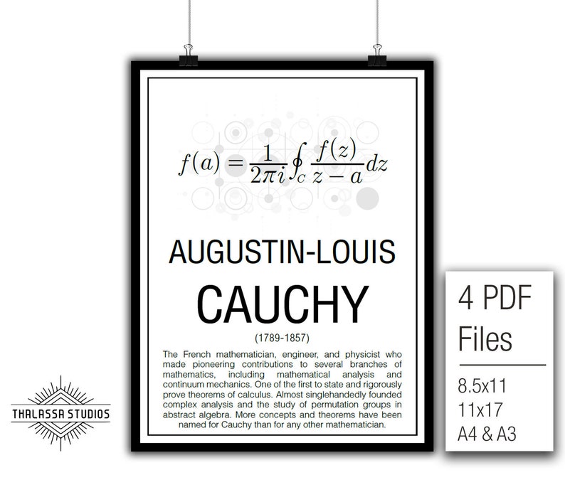 Cauchy, Math Poster, Printable Poster, Maths, Education, Mathematicians ...