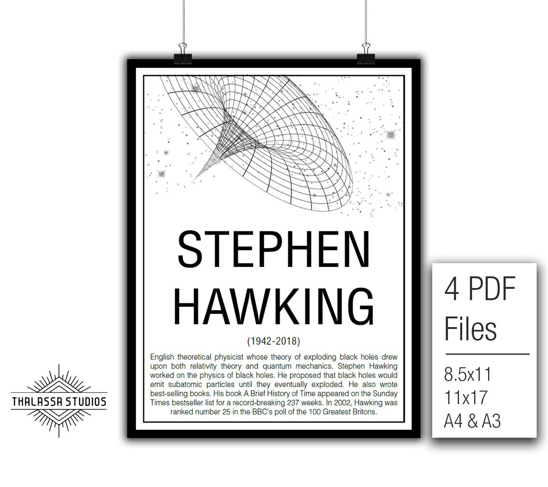 Stephen Hawking, Science Poster, Printable Poster, Science, Education ...