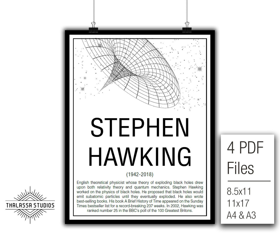 Stephen Hawking, Science Poster, Printable Poster, Science, Education ...