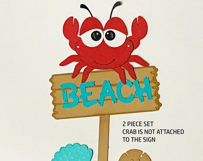 Red Crab Diecut, Beach Sign Title, Layered Die Cut, Premade Paper ...