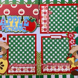 Apple Picking Scrapbook Layout, 2 Premade Scrapbook Pages Layout Paper ...