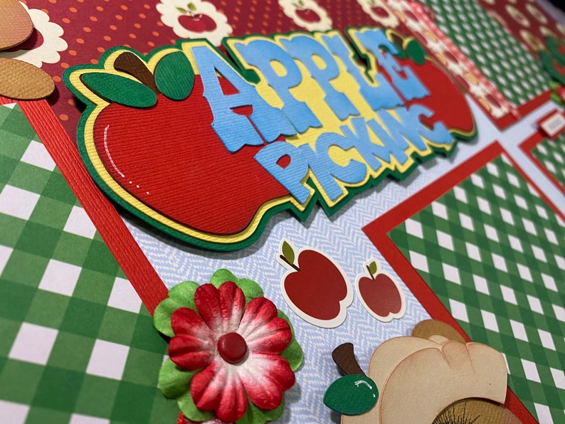 Apple Picking Scrapbook Layout, 2 Premade Scrapbook Pages Layout Paper ...
