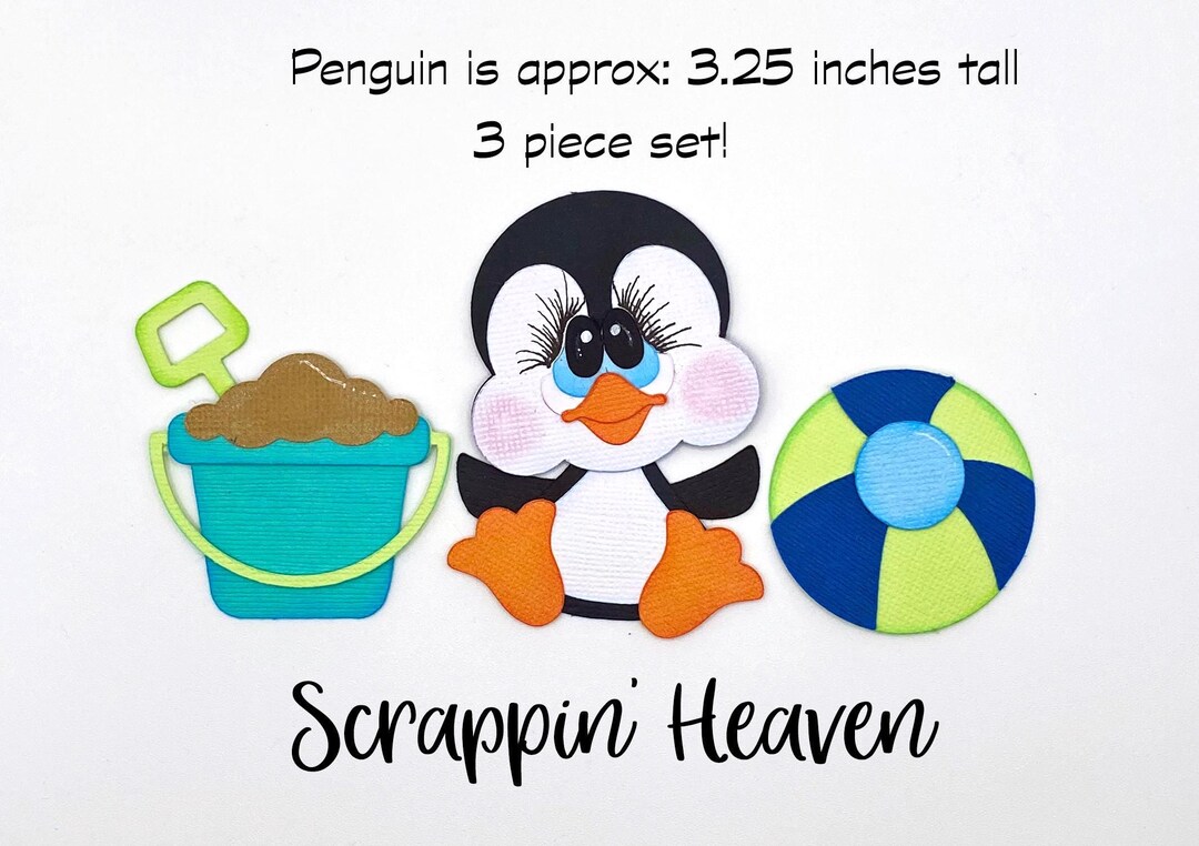 Penguin Beach Ball Diecut, Summer Die Cut, Layered Die Cut, Premade ...