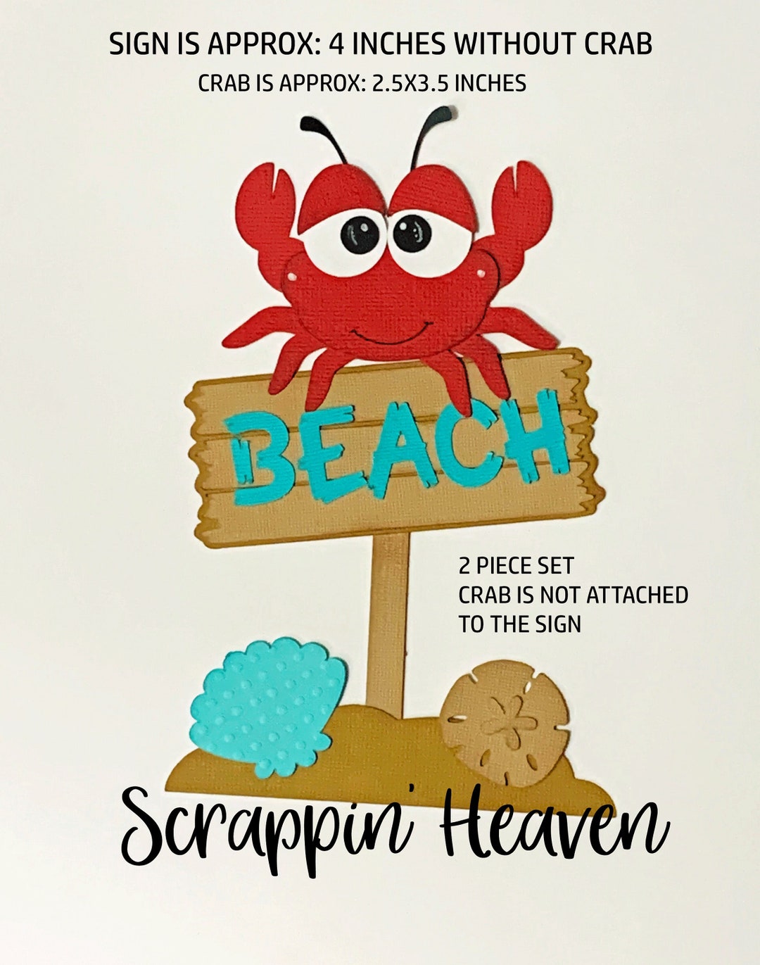 Red Crab Diecut, Beach Sign Title, Layered Die Cut, Premade Paper ...