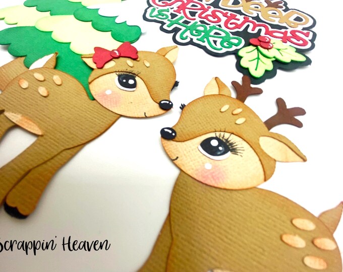 Oh Deer Christmas is Here Set Title, Christmas Die Cut, Diecut, Premade ...