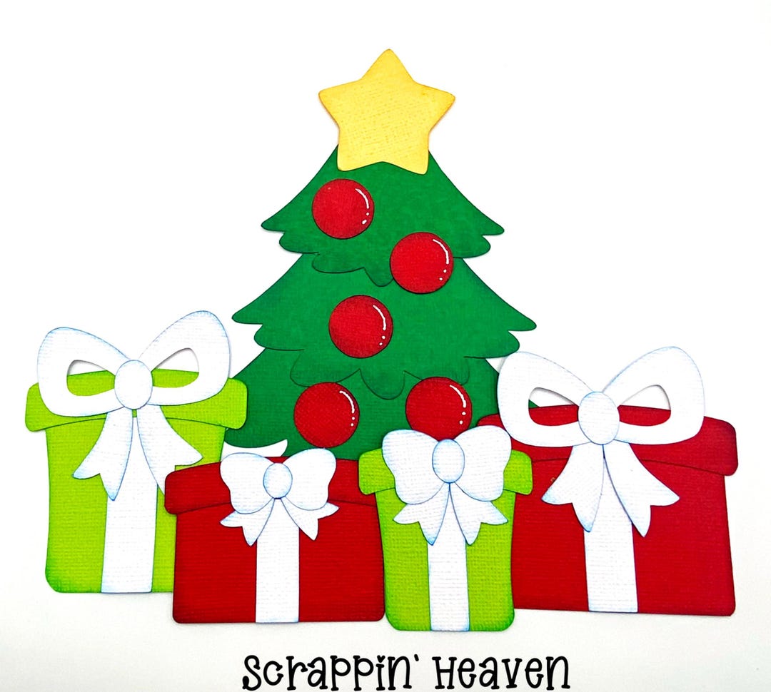 Christmas Die Cut, Christmas Tree Presents Die Cut, Layered Die Cut ...