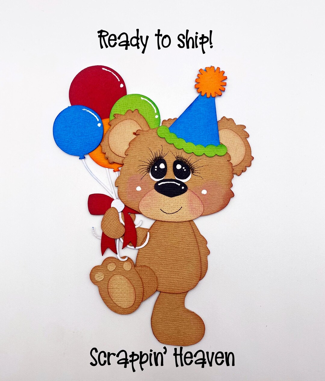 Birthday Bear Die Cut Premade Paper Piecing Scrapbook Embellishment ...