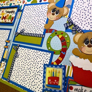 Happy Birthday Bears Layout, 2 Premade Scrapbook Pages Layout Paper ...