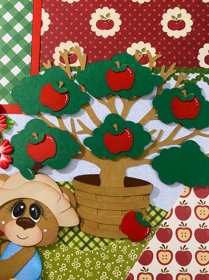 Apple Picking Scrapbook Layout, 2 Premade Scrapbook Pages Layout Paper ...