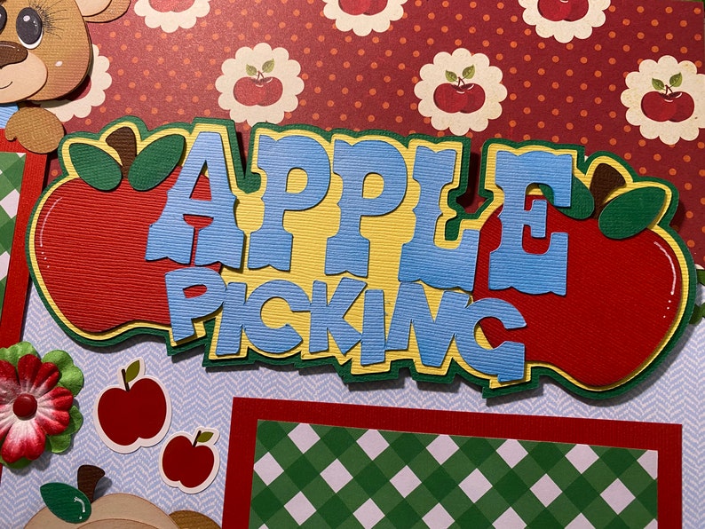 Apple Picking Scrapbook Layout, 2 Premade Scrapbook Pages Layout Paper ...