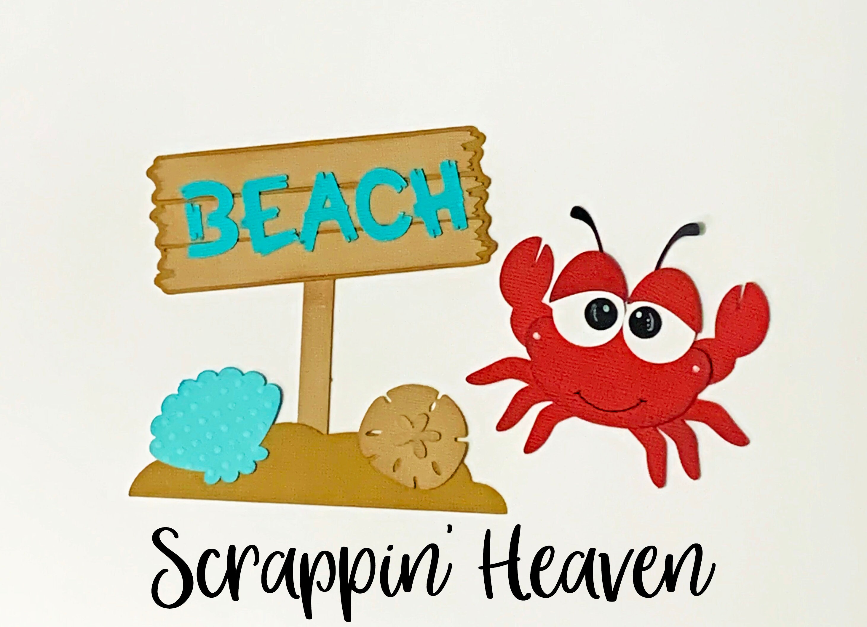 Red Crab Diecut, Beach Sign Title, Layered Die Cut, Premade Paper ...