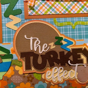 Turkey Effect Thanksgiving Layout, 2 Premade Scrapbook Pages Layout ...