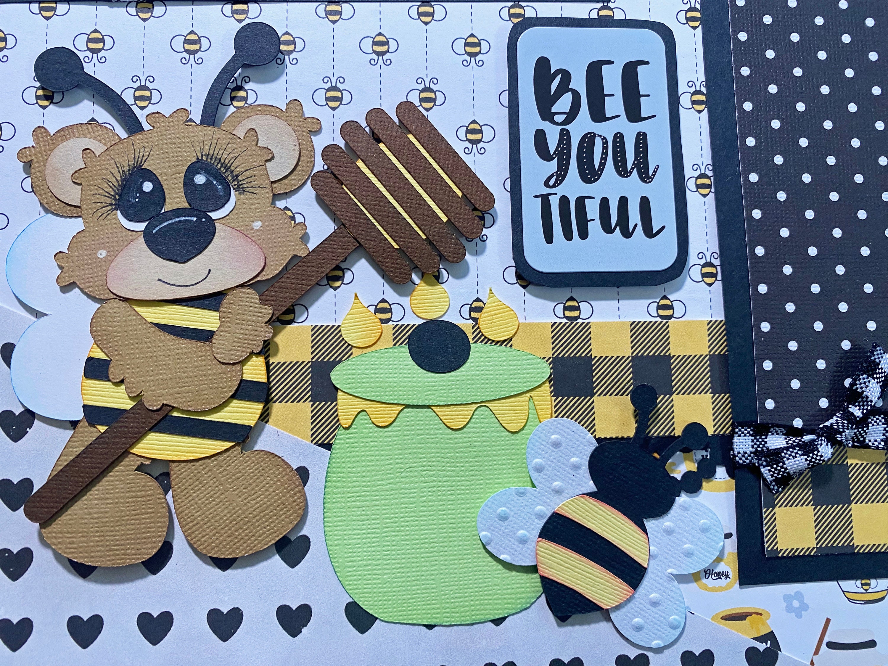 Beeing Adorable, Bear Bees, 2 Premade Scrapbook Pages Layout Paper ...